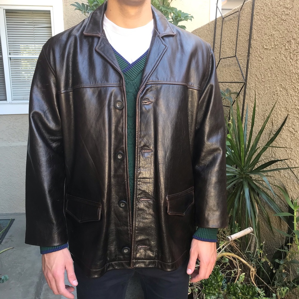 Dark Brown Hidesign Leather Jacket - Gem